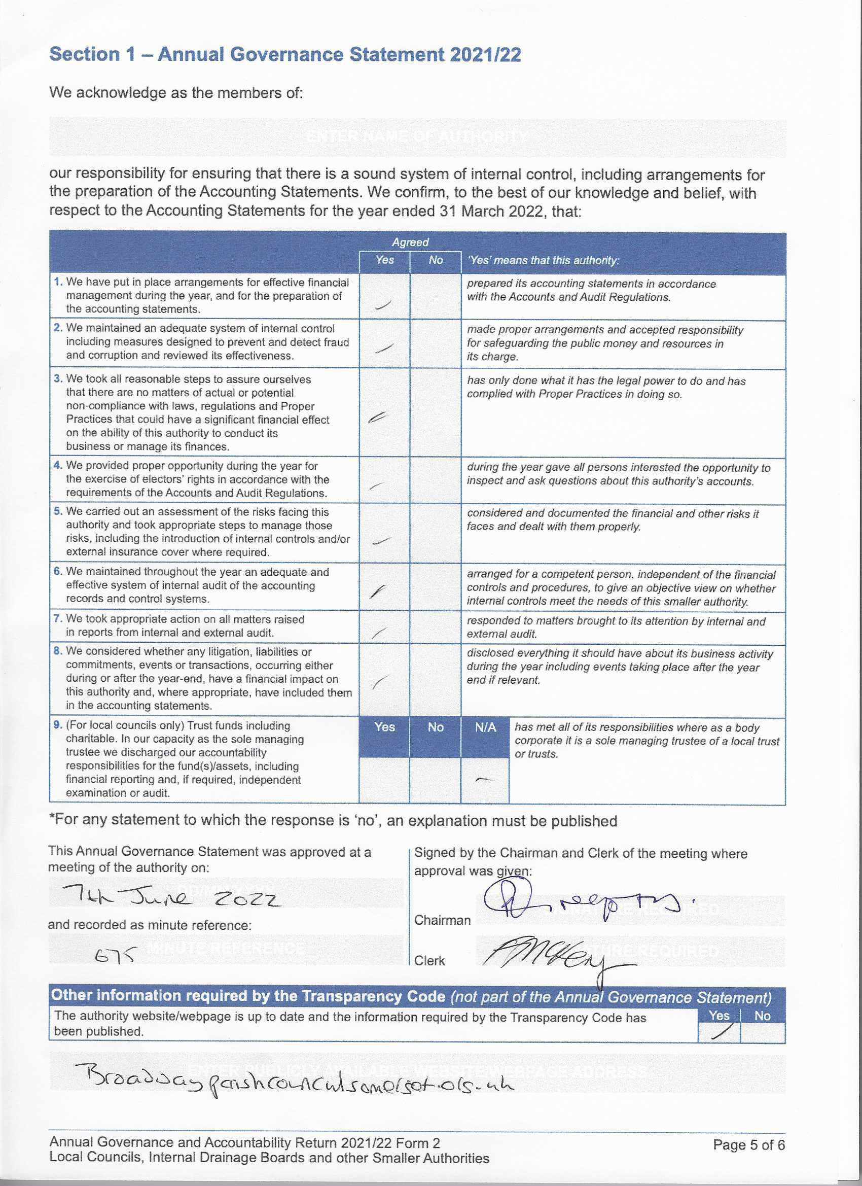 Reports and Audits - broadway parish council